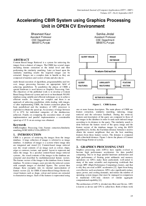 (PDF) Accelerating CBIR System using Graphics Processing Unit in OPEN CV Environment