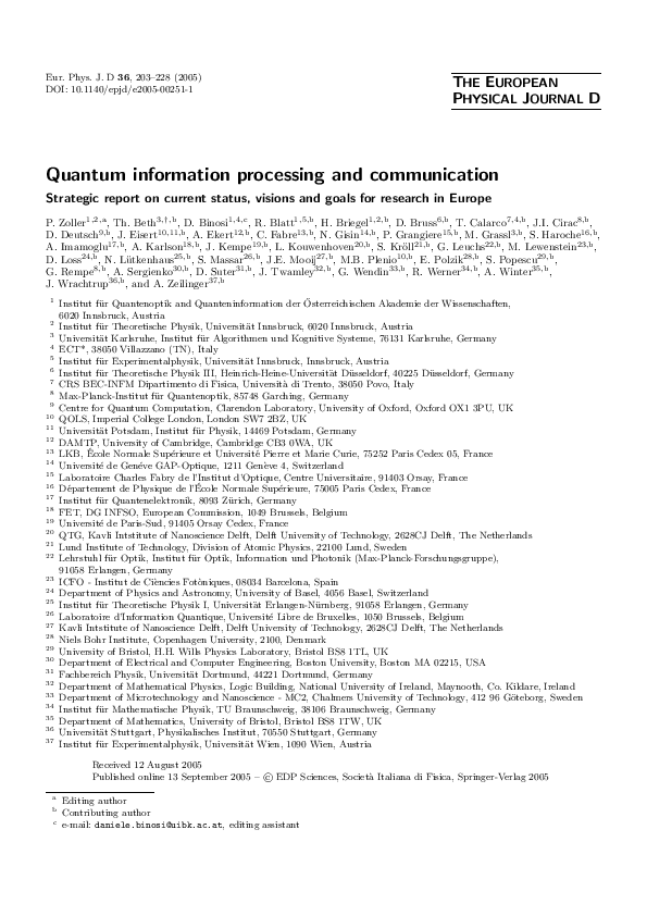 (PDF) Quantum information processing and communication