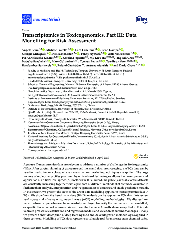 (PDF) Transcriptomics in Toxicogenomics, Part III: Data Modelling for Risk Assessment
