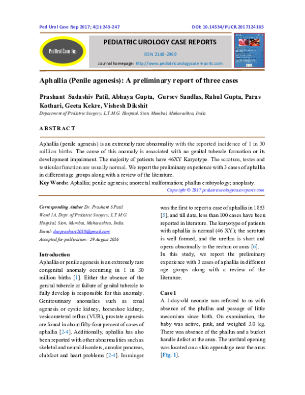 (PDF) Aphallia (Penile agenesis): A preliminary report of three cases