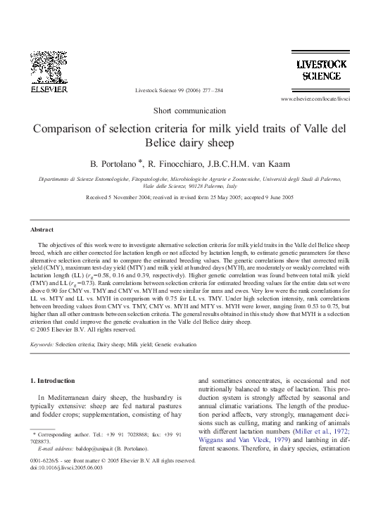(PDF) Comparison of selection criteria for milk yield traits of Valle ...