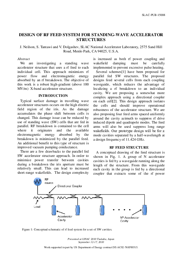 Design of RF Feed System for Standing-Wave Accelerator Structures