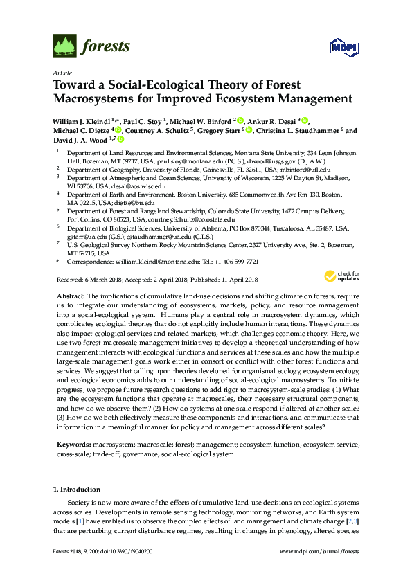 (PDF) Toward a Social-Ecological Theory of Forest Macrosystems for ...