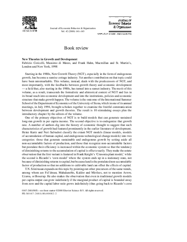 (PDF) New Theories in Growth and Development
