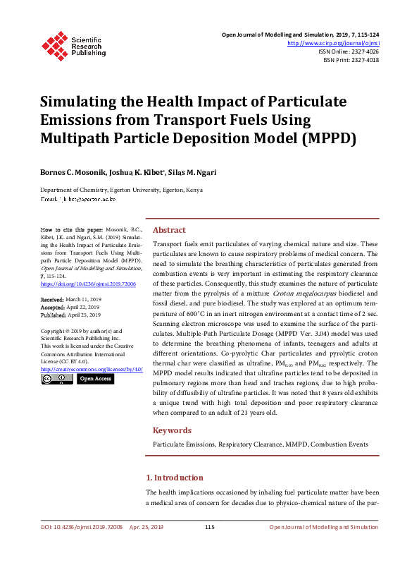 (PDF) Simulating the Health Impact of Particulate Emissions from ...
