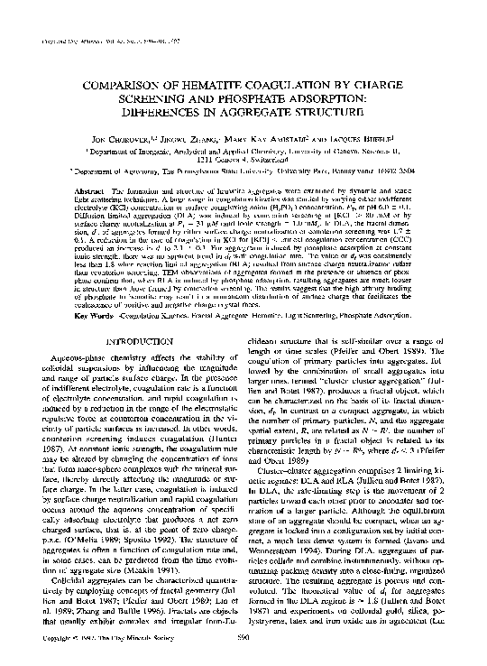 (PDF) Comparison of Hematite Coagulation by Charge Screening and ...