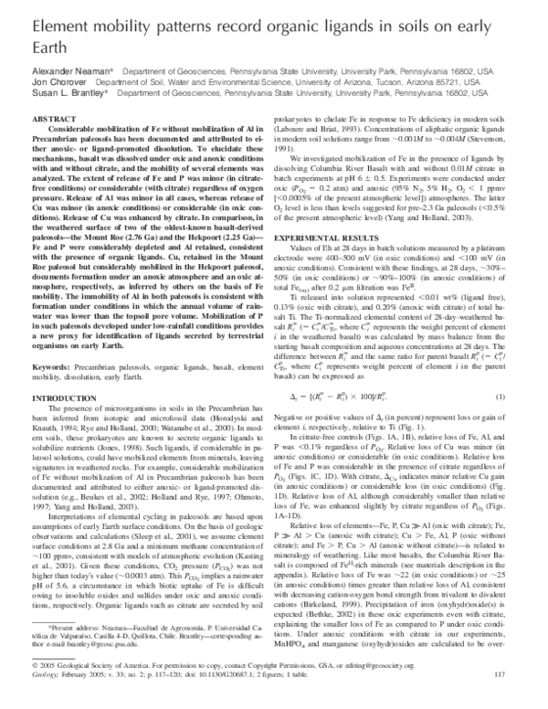 (PDF) Element mobility patterns record organic ligands in soils on ...