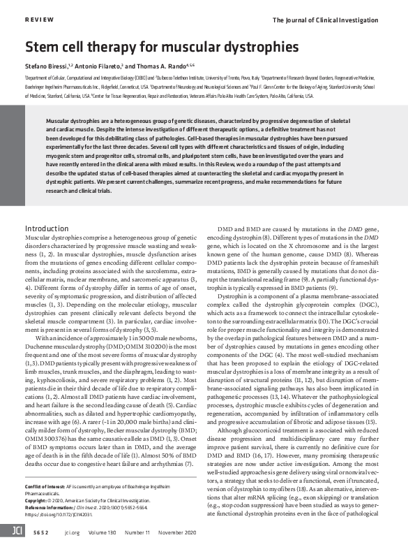 (PDF) Stem cell therapy for muscular dystrophies