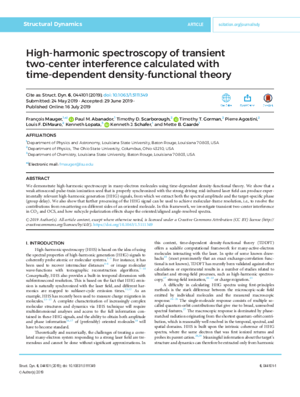 (PDF) High-harmonic spectroscopy of transient two-center interference ...