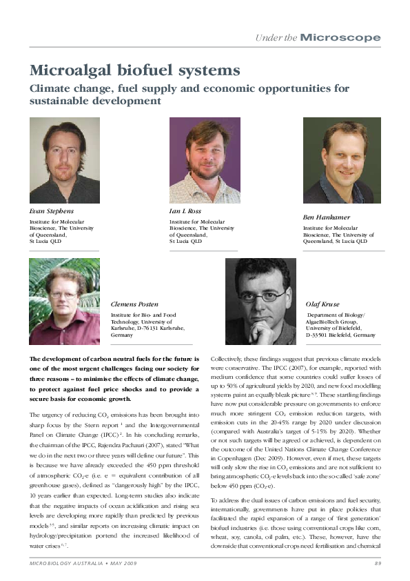 (PDF) Microalgal biofuel systems: Climate change, fuel supply and ...