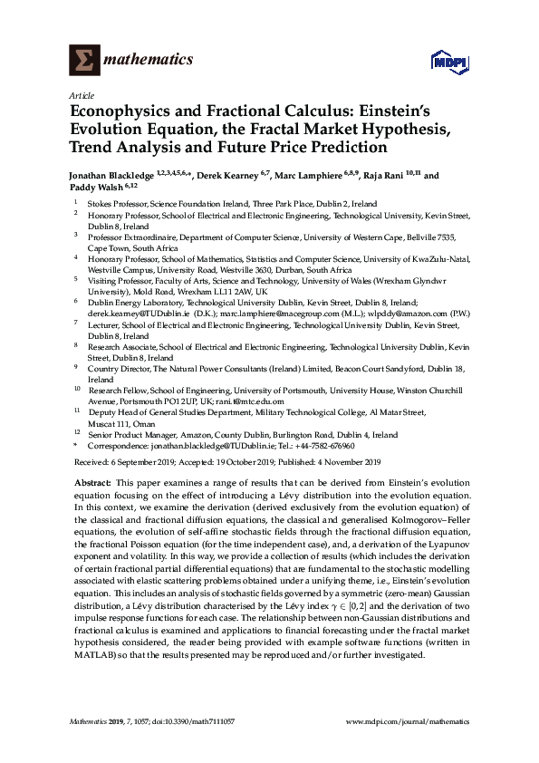 (PDF) Econophysics and Fractional Calculus: Einstein’s Evolution ...