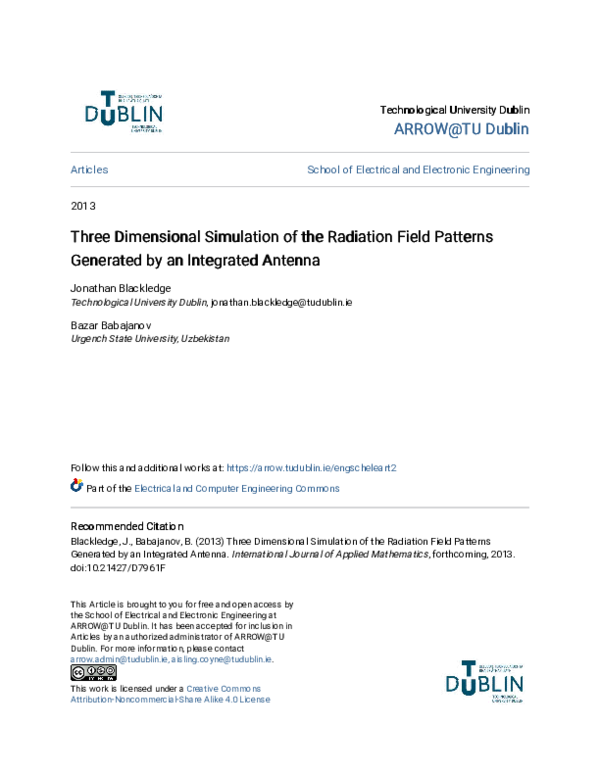 (PDF) Three-dimensional Simulation of the Radiation Field Patterns ...