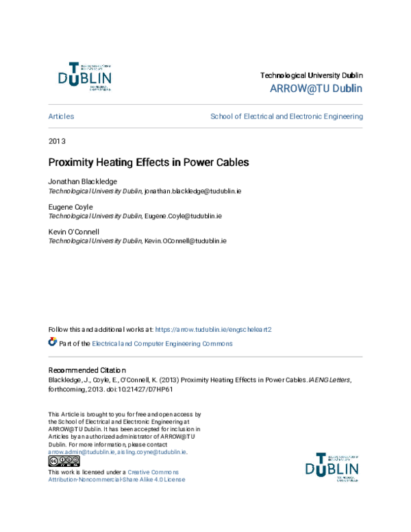 (PDF) Proximity Heating Effects in Power Cables