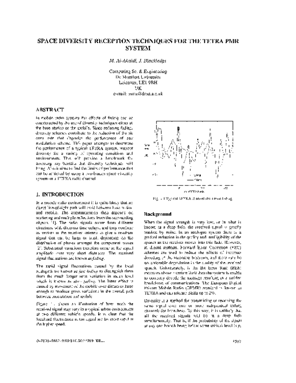 (PDF) Space diversity reception techniques for the TETRA PMR system