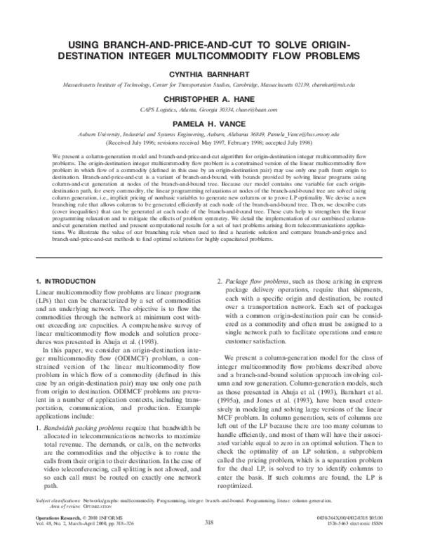 (PDF) Using Branch-and-Price-and-Cut to Solve Origin-Destination ...