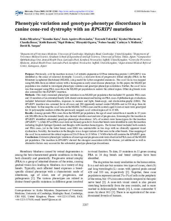 (PDF) Phenotypic variation and genotype-phenotype discordance in canine ...