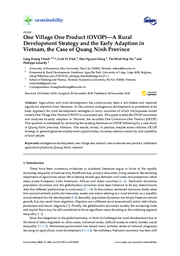 (PDF) One Village One Product (OVOP)—A Rural Development Strategy and ...