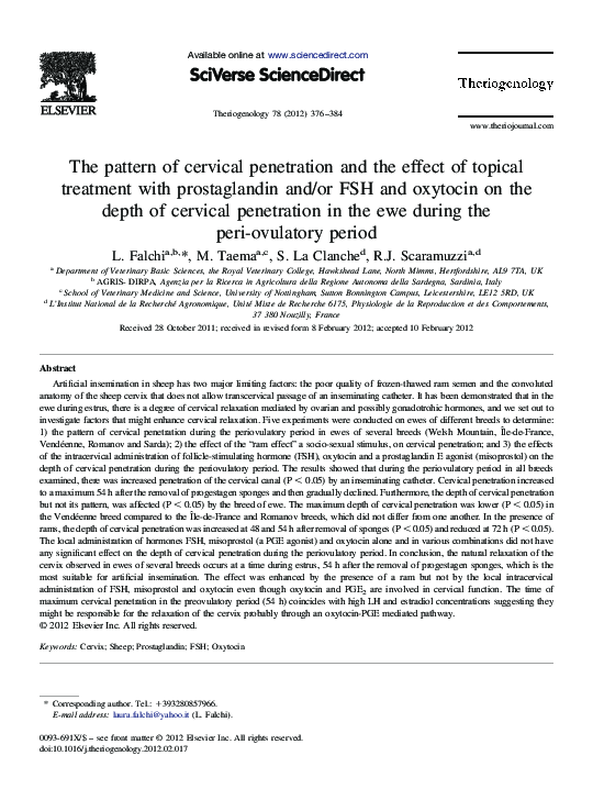 (PDF) The pattern of cervical penetration and the effect of topical ...
