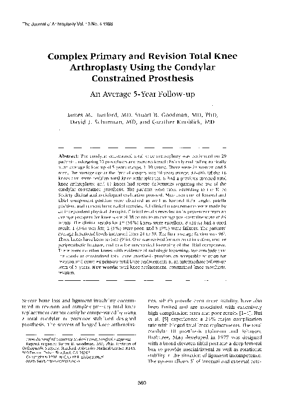 (PDF) Complex primary and revision total knee arthroplasty using the ...