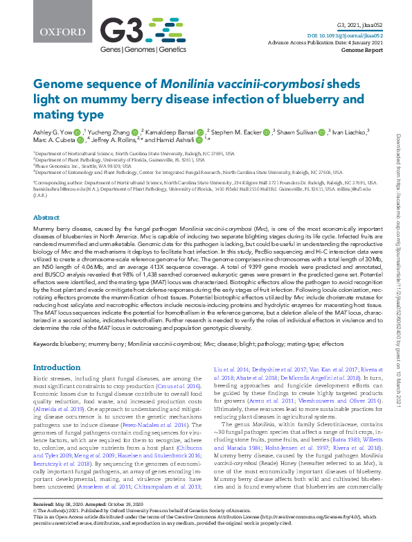 (PDF) Genome sequence of Monilinia vaccinii-corymbosi sheds light on ...