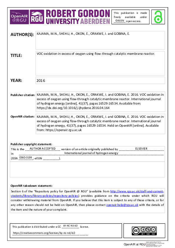 (PDF) VOC oxidation in excess of oxygen using flow-through catalytic ...