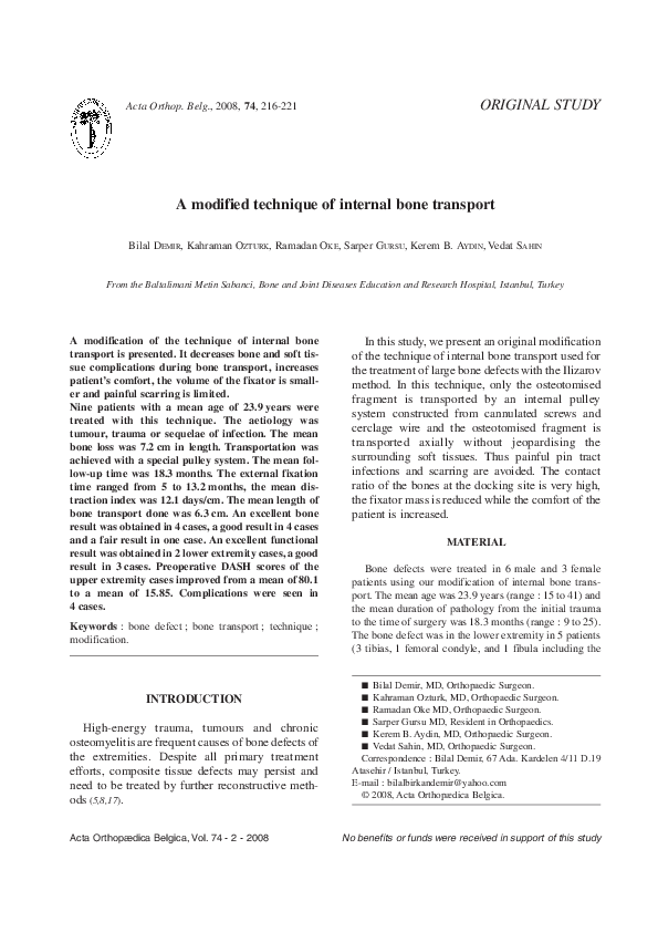 (PDF) A modified technique of internal bone transport