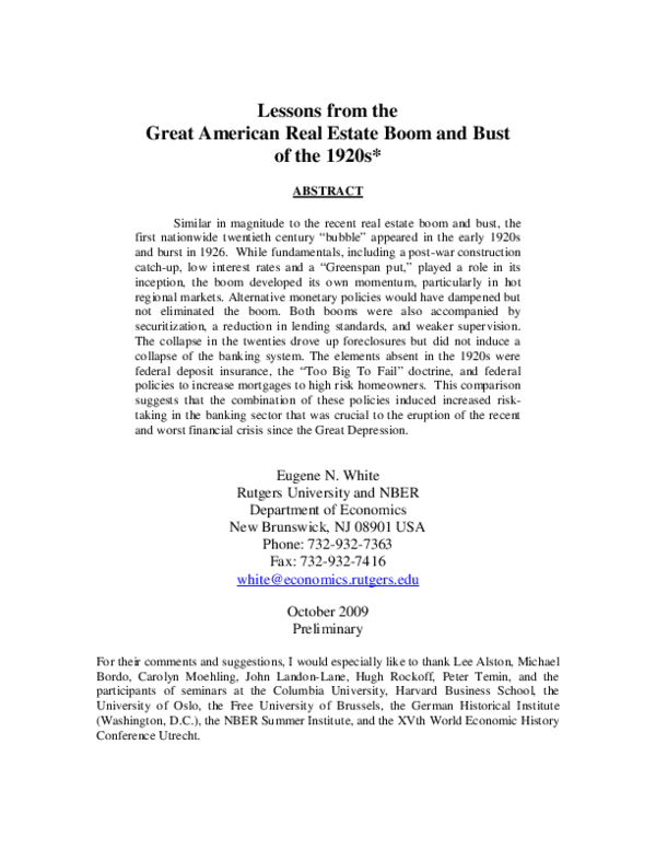 (PDF) Lessons from the Great American Real Estate Boom and Bust of the ...