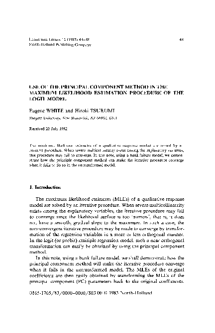 (PDF) Use of the principal component method in the maximum likelihood estimation procedure of ...