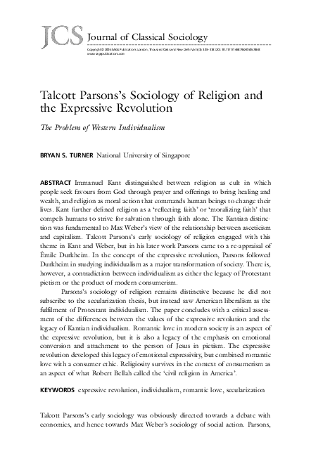 (PDF) Talcott Parsons's Sociology of Religion and the Expressive ...