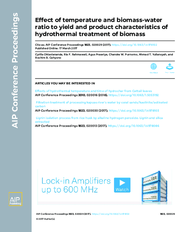(PDF) Effect of temperature and biomass-water ratio to yield and ...