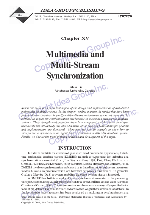 (PDF) Multimedia and Multi-Stream Synchronization