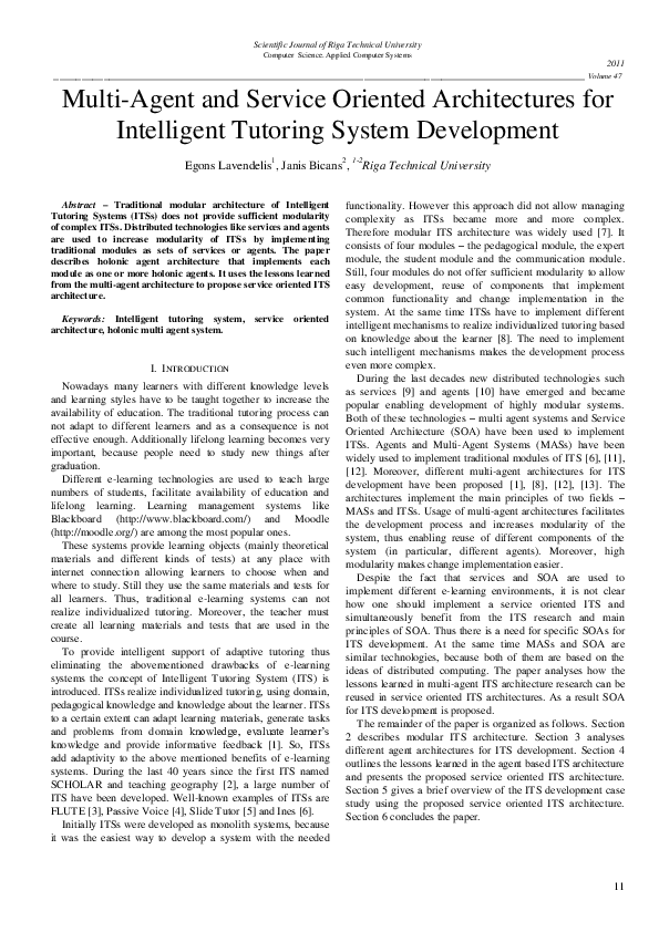 (PDF) A multi-agent and service-oriented architecture for developing ...