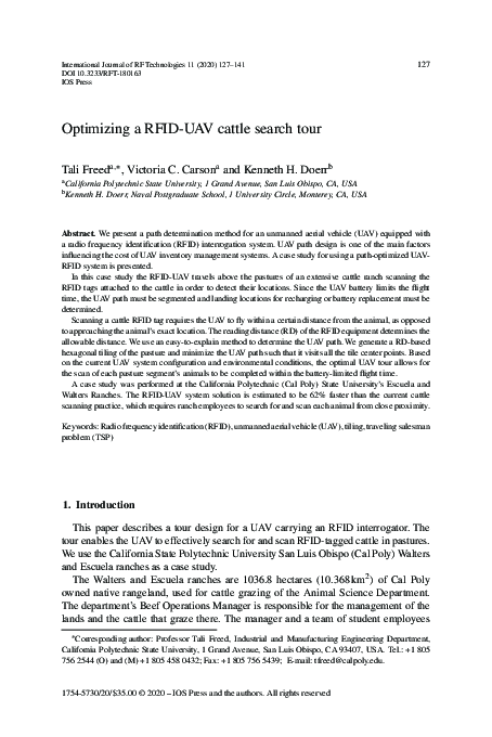 (PDF) Optimizing a RFID-UAV cattle search tour