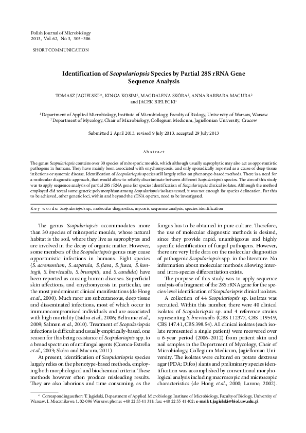 (PDF) Identification of Scopulariopsis species by partial 28S rRNA gene ...