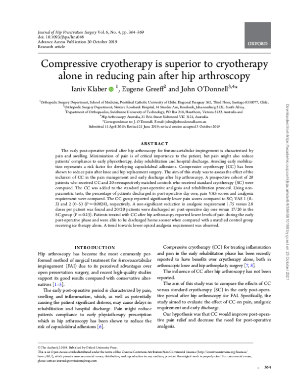 (PDF) Compressive cryotherapy is superior to cryotherapy alone in ...