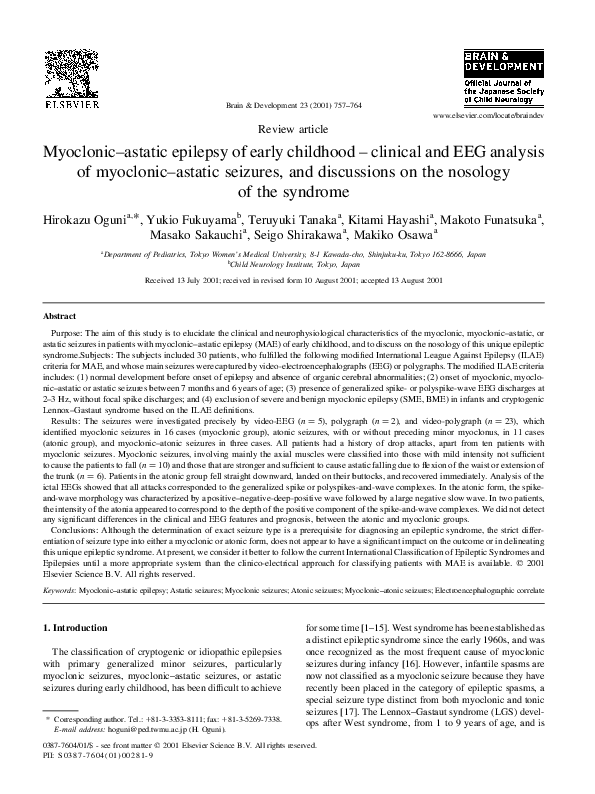 (PDF) Myoclonic–astatic epilepsy of early childhood – clinical and EEG ...