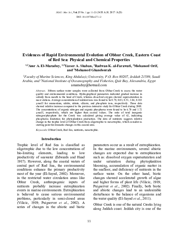 (PDF) Evidences of Rapid Environmental Evolution of Obhur Creek ...