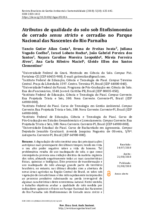 (PDF) Atributos de qualidade do solo sob fitofisionomias de cerrado sensu stricto e cerradão no ...