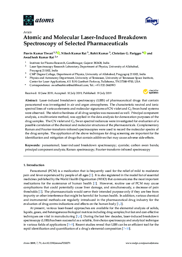 (PDF) Atomic and Molecular Laser-induced Breakdown Spectroscopy Above A ...