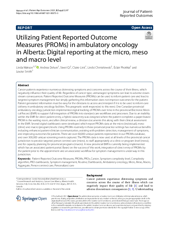 (PDF) Utilizing Patient Reported Outcome Measures (PROMs) in ambulatory ...