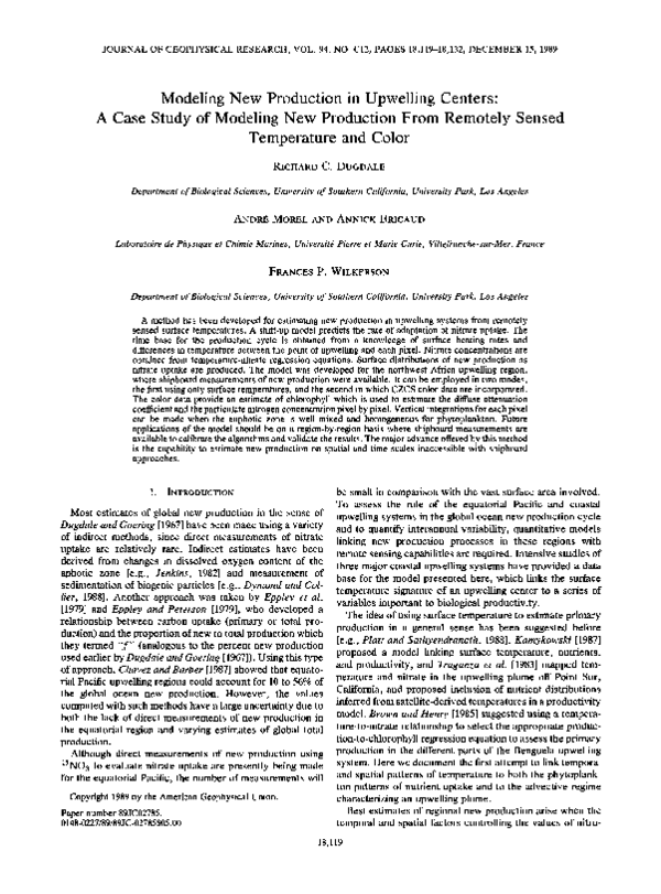 (PDF) Modeling new production in upwelling centers: A case study of ...
