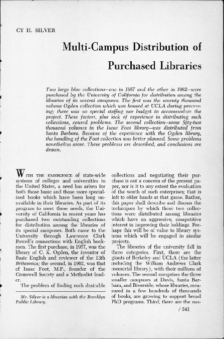 (PDF) Multi-Campus Distribution of Purchased Libraries