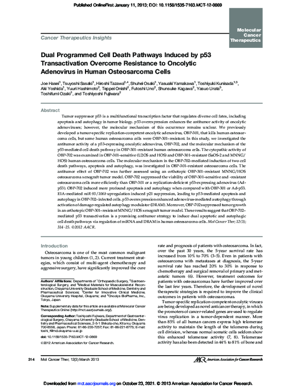 (PDF) Dual Programmed Cell Death Pathways Induced by p53 ...