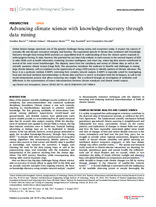 (PDF) Advancing climate science with knowledge-discovery through data mining