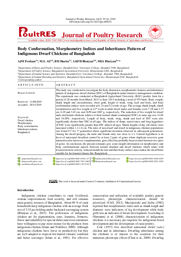 Pdf Body Conformation Morphometry Indices And Inheritance Pattern Of