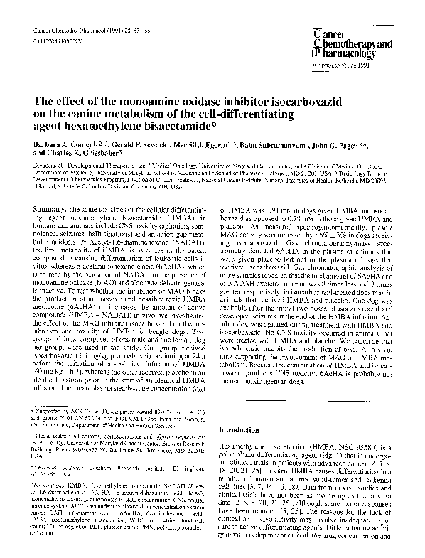 (PDF) The effect of the monoamine oxidase inhibitor isocarboxazid on ...
