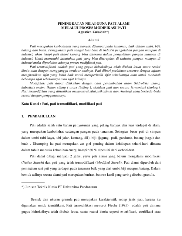 (PDF) Peningkatan Nilai Guna Pati Alami Melalui Proses Modifikasi Pati
