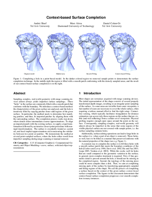 (PDF) Context-based surface completion