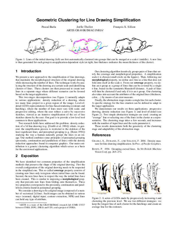 (PDF) Geometric clustering for line drawing simplification