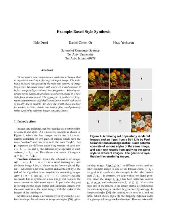 (PDF) Example-based style synthesis
